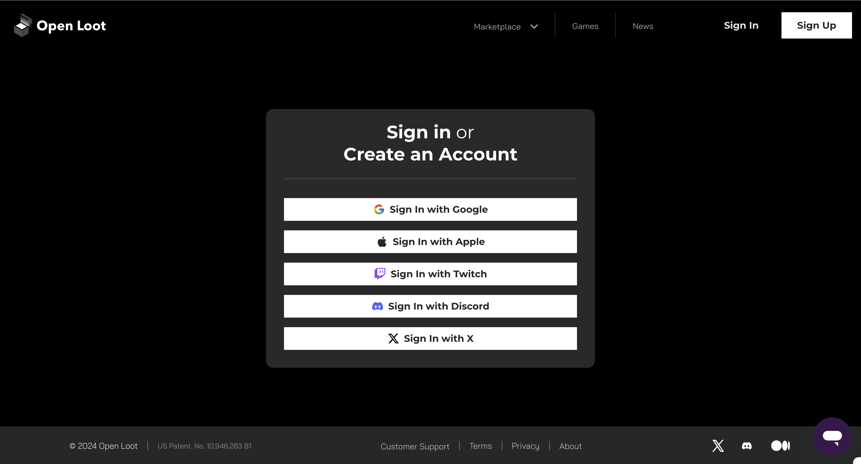 Account Creation – Open Loot